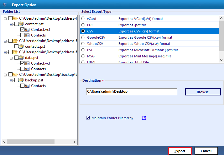Export Outlook Contacts To CSV With Or Without Outlook