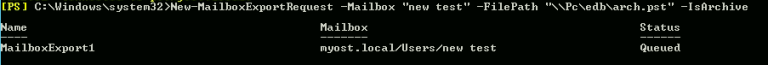 Export Mailbox to PST Exchange Using Powershell Command