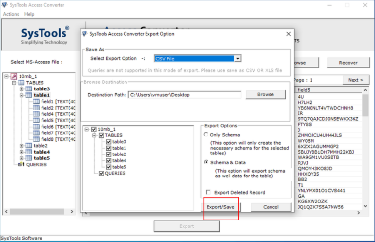 Access to CSV Conversion using perfect methods