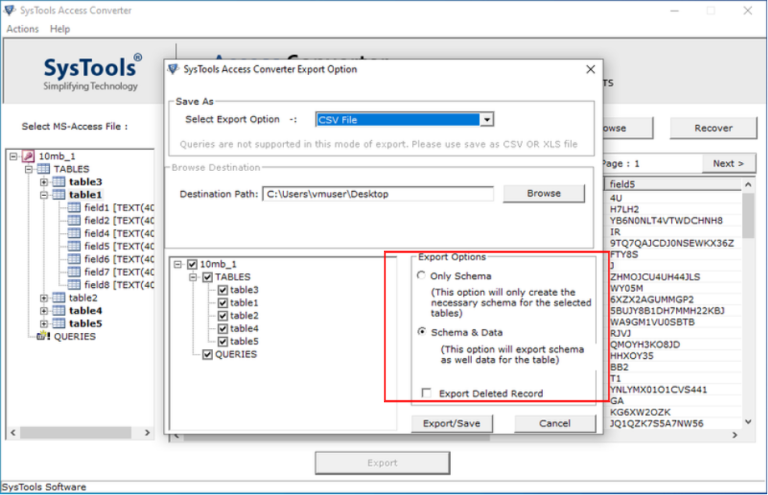 Access to CSV Conversion using perfect methods